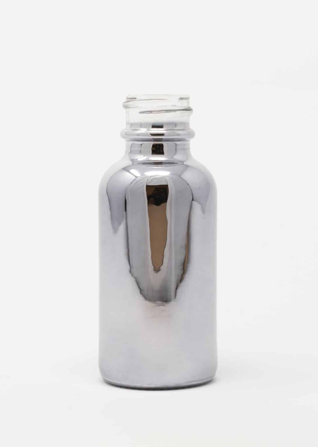 1 oz Metallic Silver Glass Bottles
